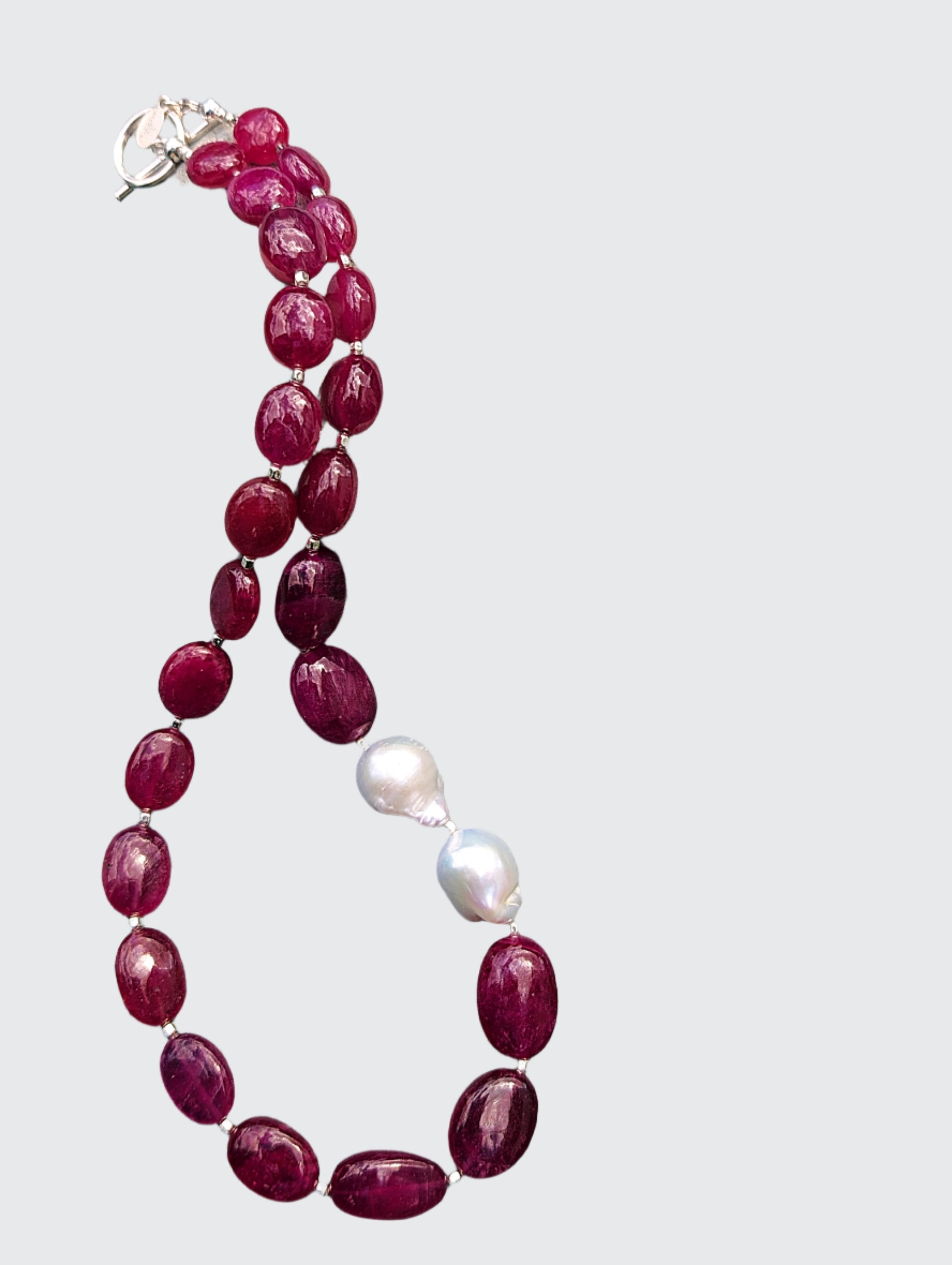 Romancing the Ruby Rubies Baroque Pearls Sterling Silver